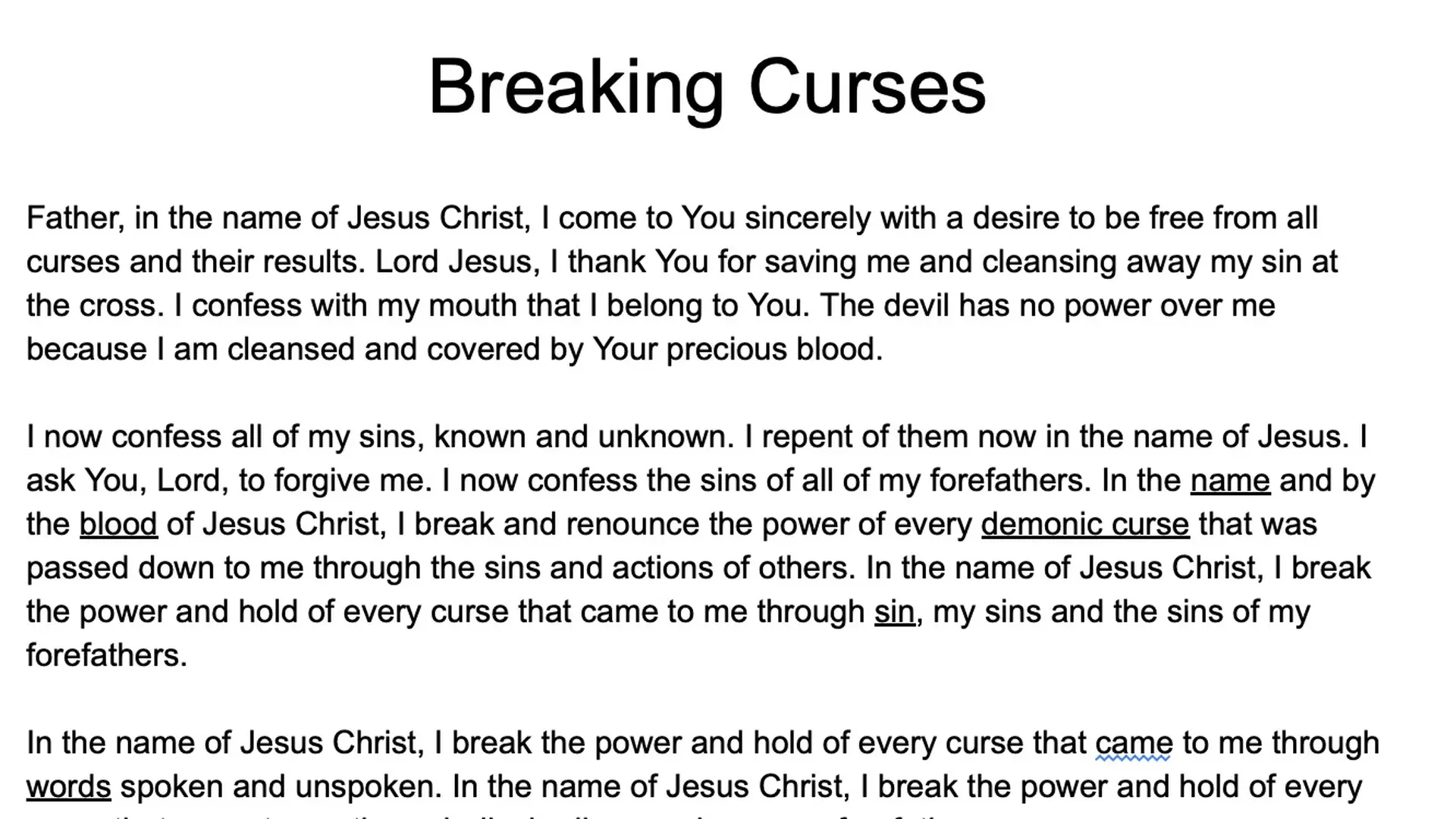 Breaking Curses Prayer | Biblical Restoration Ministries
